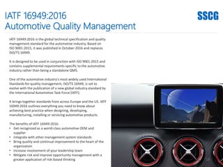 SSCG Automotive Manufacturing Quality Management | PPTX