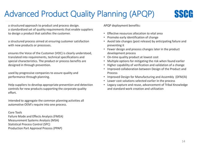 SSCG Automotive Manufacturing Quality Management | PPTX