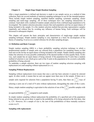 Short note for sampling theory and research method | PDF