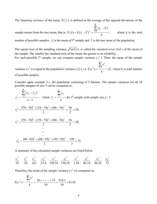 Short note for sampling theory and research method | PDF
