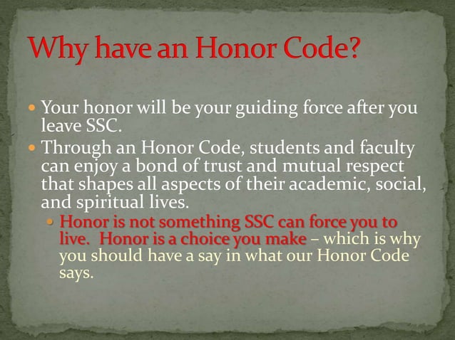 Ssc honor code revised | PPT