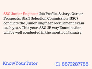 Ssc Junior Engineer Job Profile, Salary, Career Prospects | PDF