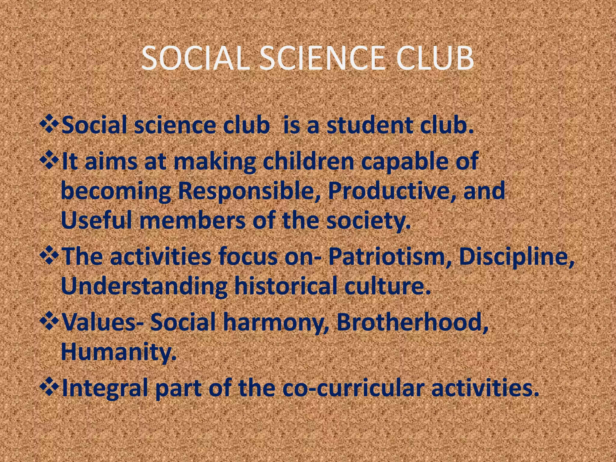 SOCIAL SCIENCE CLUB | PPTX