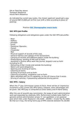 SSC MTS vs SSC Stenographer | PDF