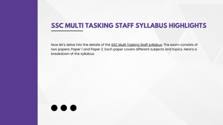 SSC Multi Tasking Staff syllabus | PPT
