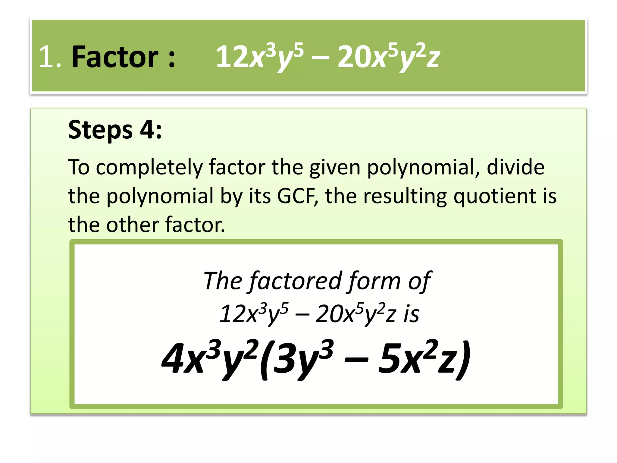 common monomial factor | PPTX