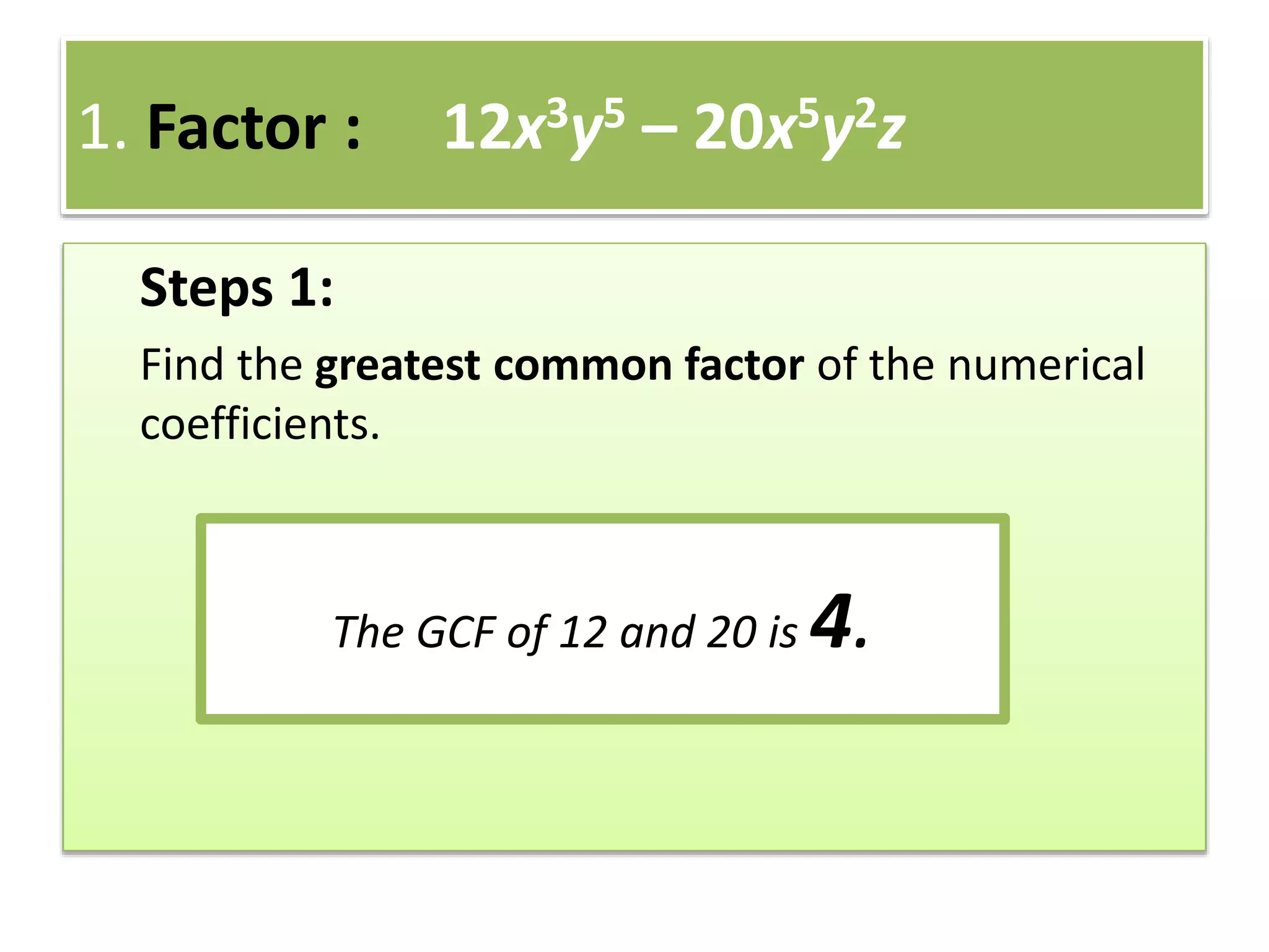 common monomial factor | PPTX
