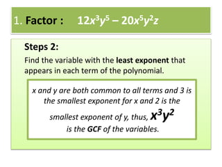 common monomial factor | PPTX
