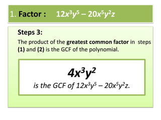 common monomial factor | PPTX