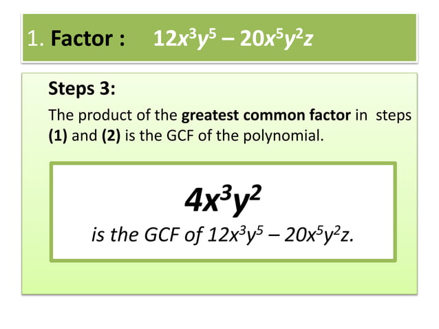 Common Monomial Factor Pptx Computing Technology And Computing
