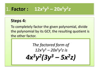 common monomial factor | PPTX