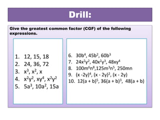 common monomial factor | PPTX