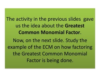 common monomial factor | PPTX