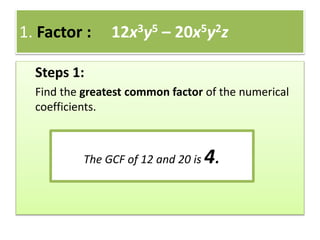 common monomial factor | PPTX