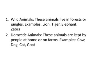 TYPES OF LAND ANIMALS IN OUR ENVIRONMENT | PPTX