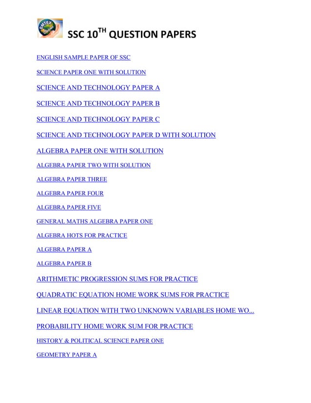SSC QUESTION PAPERS | PDF