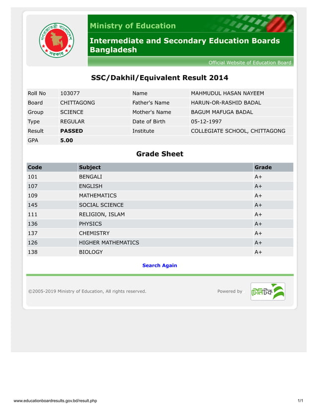 Ssc result | PDF | Secondary Education | Education