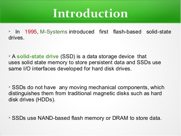 SSD - Solid State Drive PPT by Shyam jos