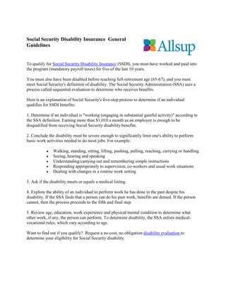 SSDI General Guidelines | PDF | Government Support and Welfare ...