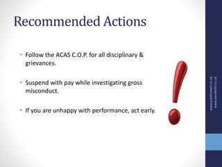 Disciplinary & Grievance Handling: what you should know (ACAS Code of ...