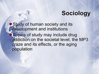Branches of Social Science Presentation for College | PPT