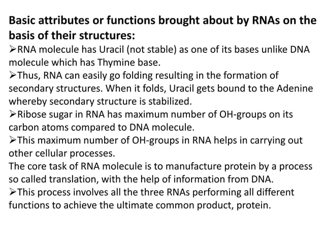 Molecular basis of life: Structures and function of DNA and RNA | PPTX