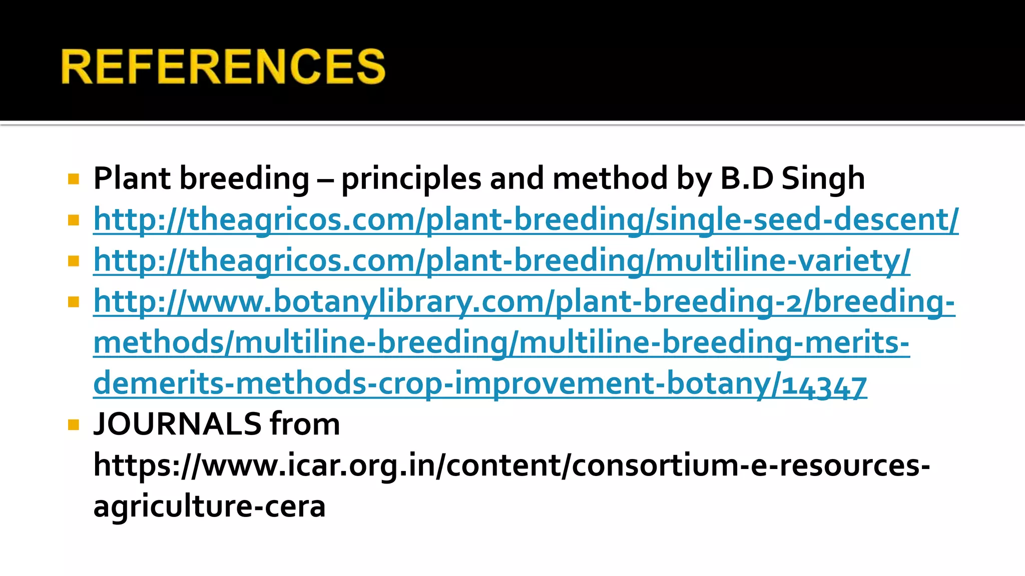 Single seed descent and multilines varieties ppt | PPTX