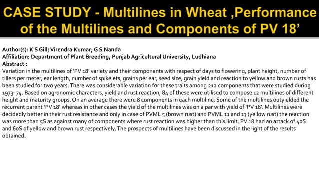 Single seed descent and multilines varieties ppt | PPTX | Gardening ...