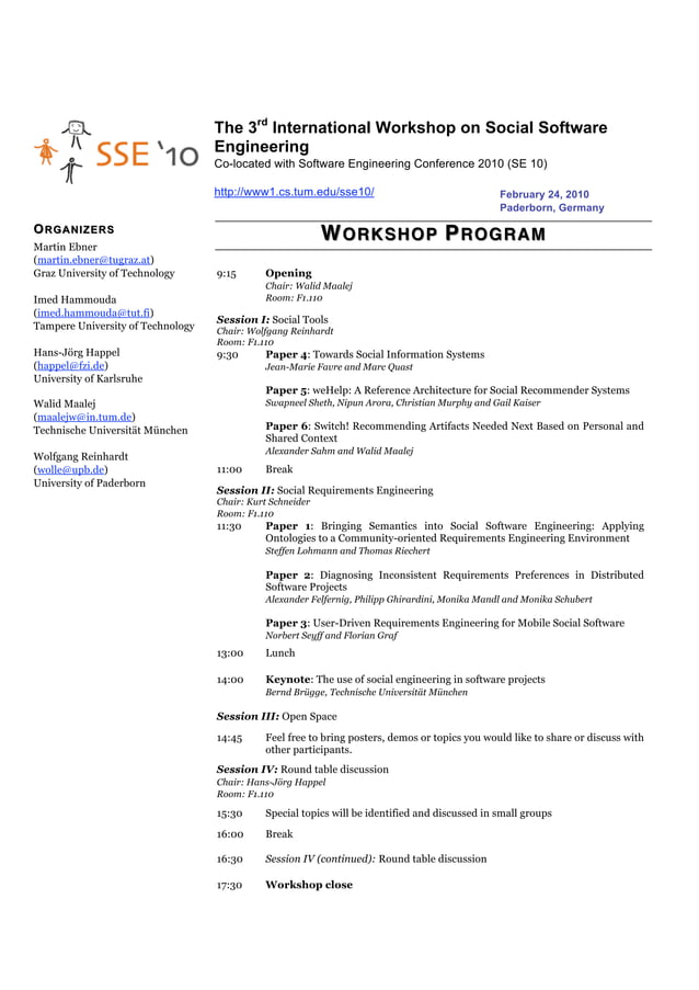 SSE 2010 Program | PDF