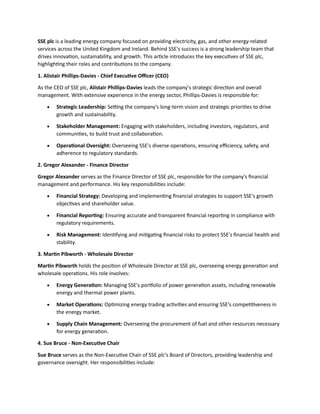 SSE plc Executives: Leadership Team Driving Energy Innovation | PDF