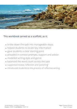 Scaffolding reflective writing for the portfolio of evidence Jennifer ...