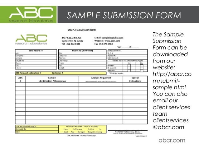 Sample Submission Form Guide - ABC Research Laboratories