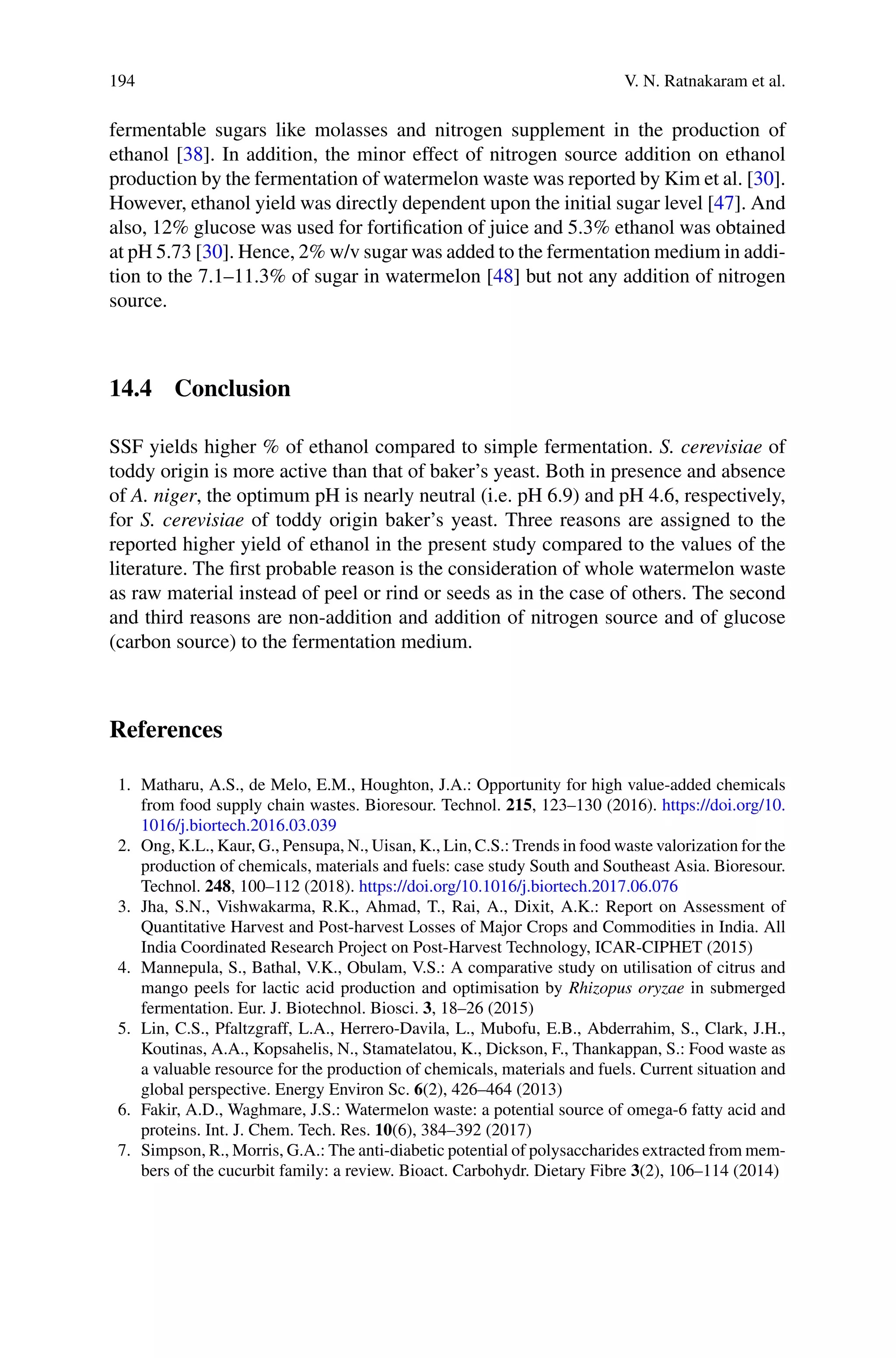 Simultaneous Saccharification and Fermentation of Watermelon Waste for Ethanol Production | PDF