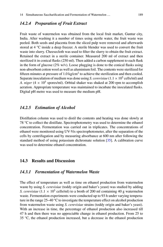 Simultaneous Saccharification and Fermentation of Watermelon Waste for Ethanol Production | PDF
