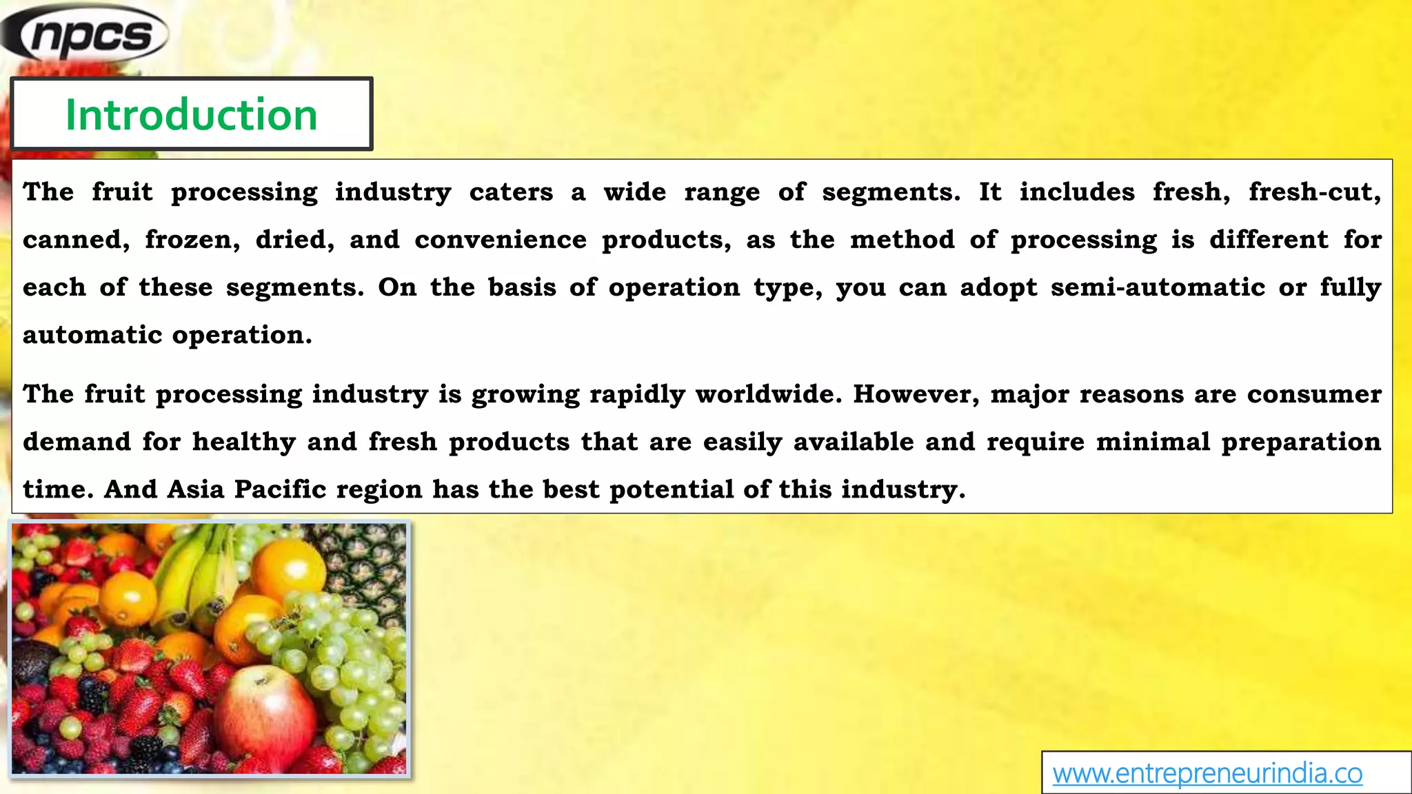 Fruit Processing Business Ideas & Opportunities | PPTX