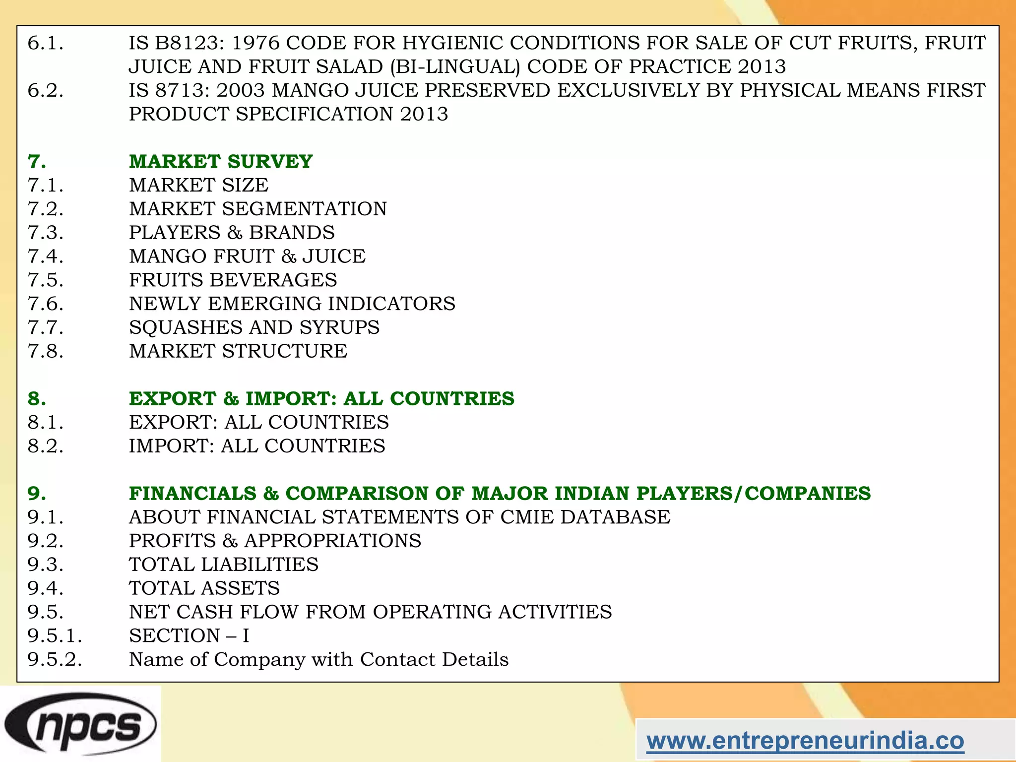 Fruit Processing Industry. Production of Mango & Pomegranate Juice | PPTX