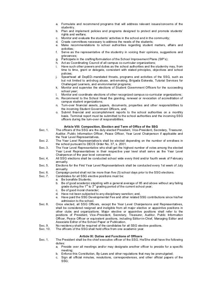 SSG revised standard constitution & by laws