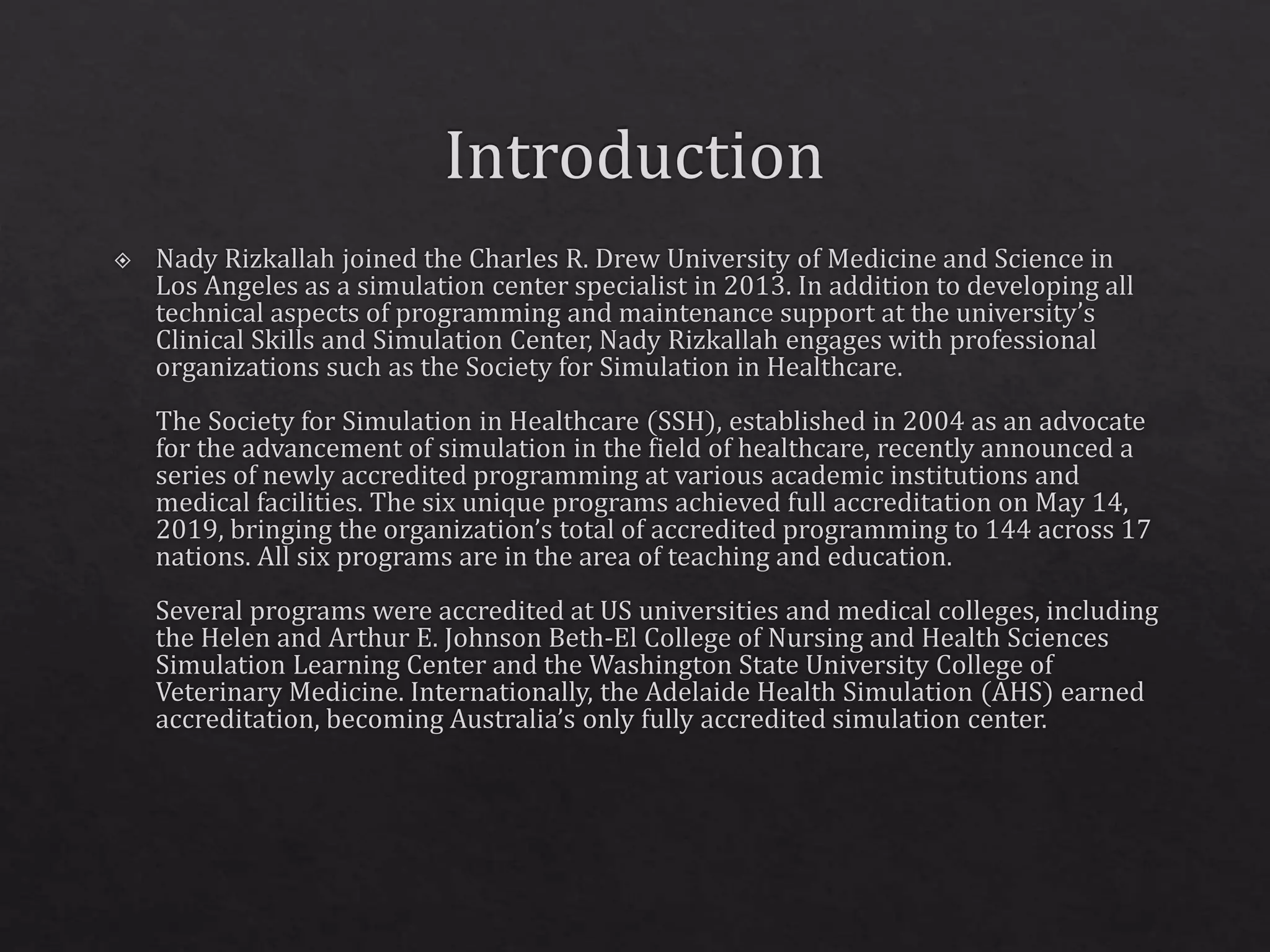 SSH Announces Six New Fully Accredited Programs | PPTX