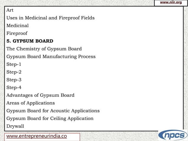 Handbook on Gypsum and Gypsum Based Products | PPT