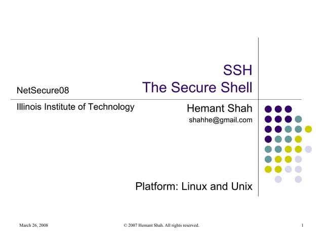Introduction to SSH | PPT | Operating Systems | Computer Software and Applications