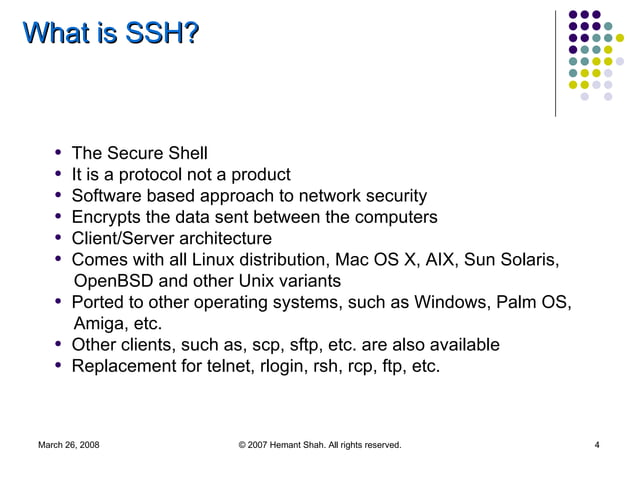 Introduction to SSH | PPT | Operating Systems | Computer Software and Applications