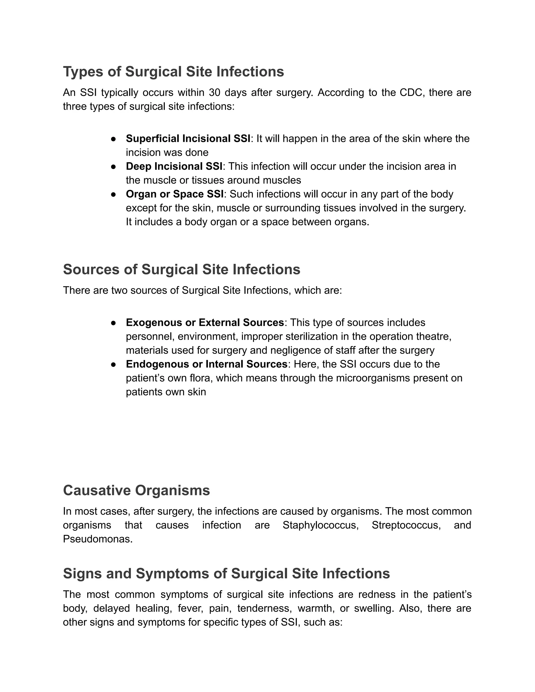 Surgical Site Infection: Its Causes & Prevention | PDF