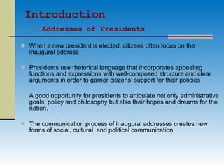 Textual Analysis of a Political Message: The Inaugural Addresses of Two ...