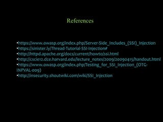Server Side Includes Injection ( SSI Injection ) | PPT