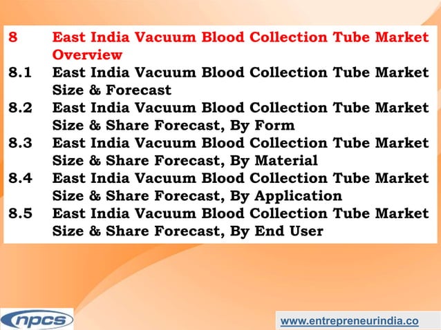 India Vacuum Blood Collection Tube Market | PPTX | Blood Disorders ...