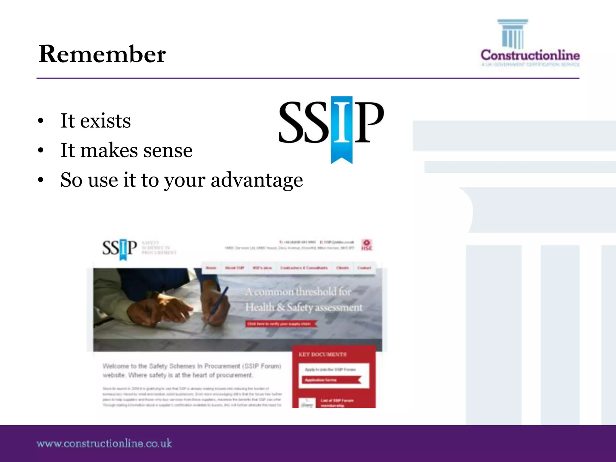 Introduction to SSIP- Constructionline | PPTX