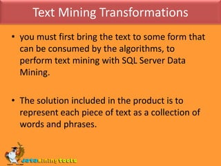 MS SQL SERVER: SSIS and data mining | PPTX