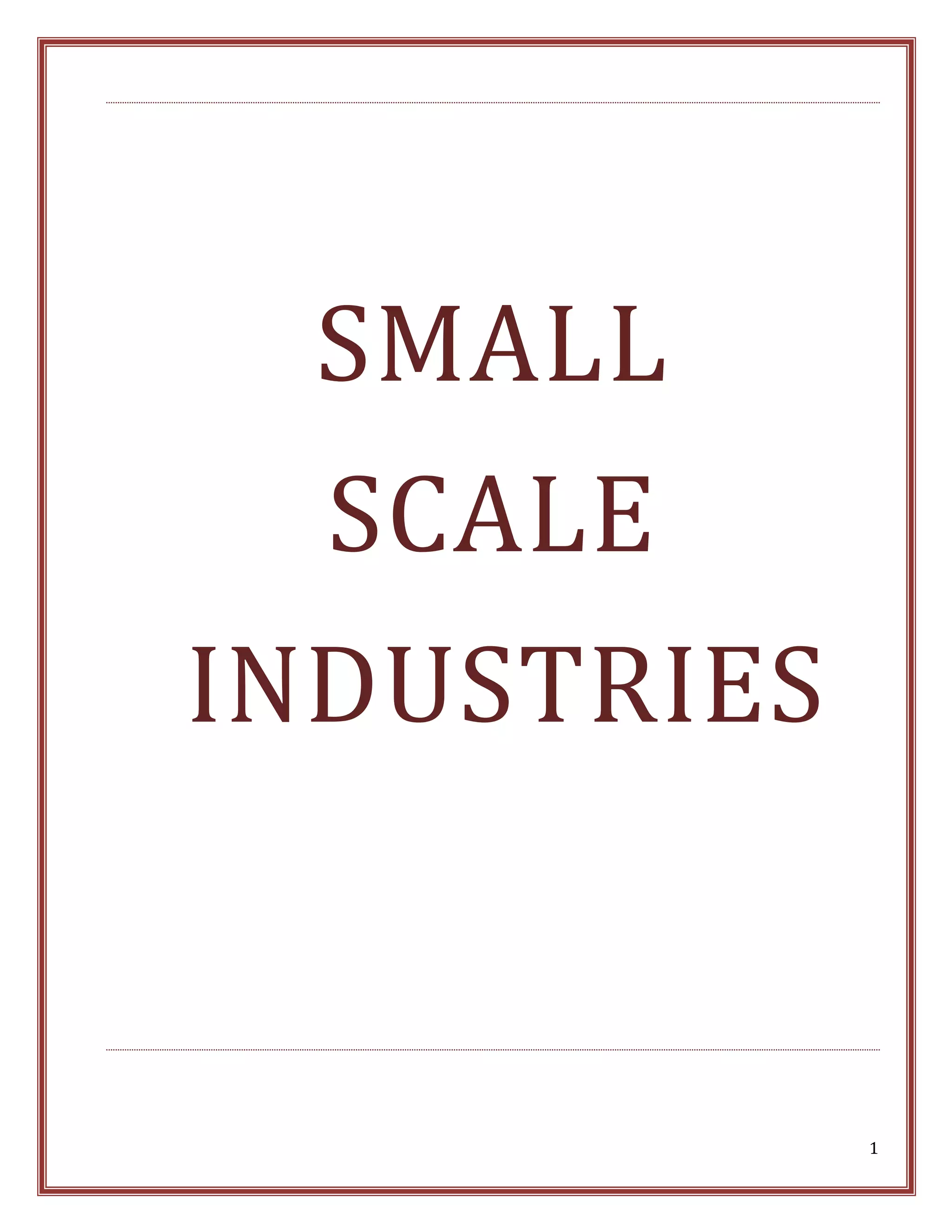 Small Scale Industries. | DOCX