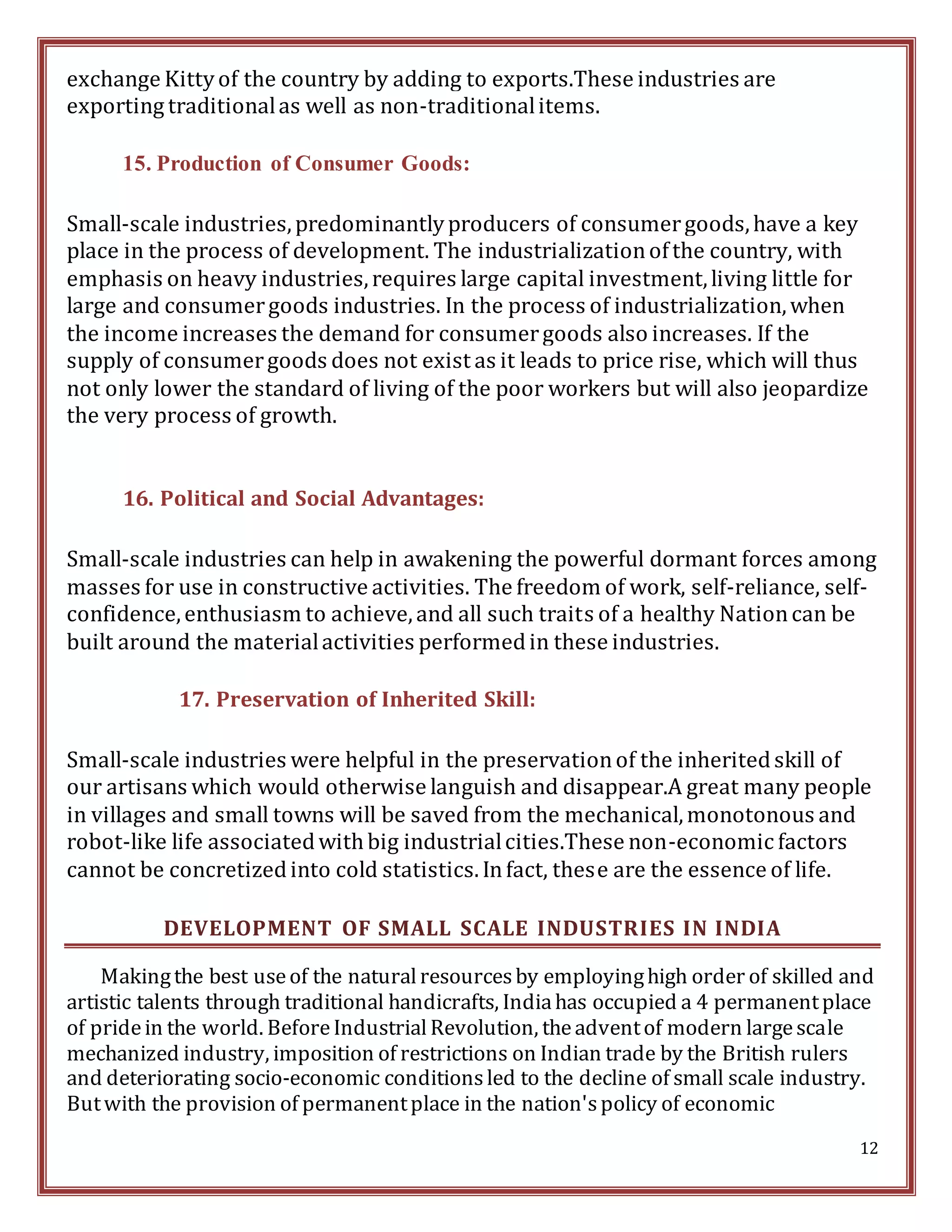 Small Scale Industries. | DOCX