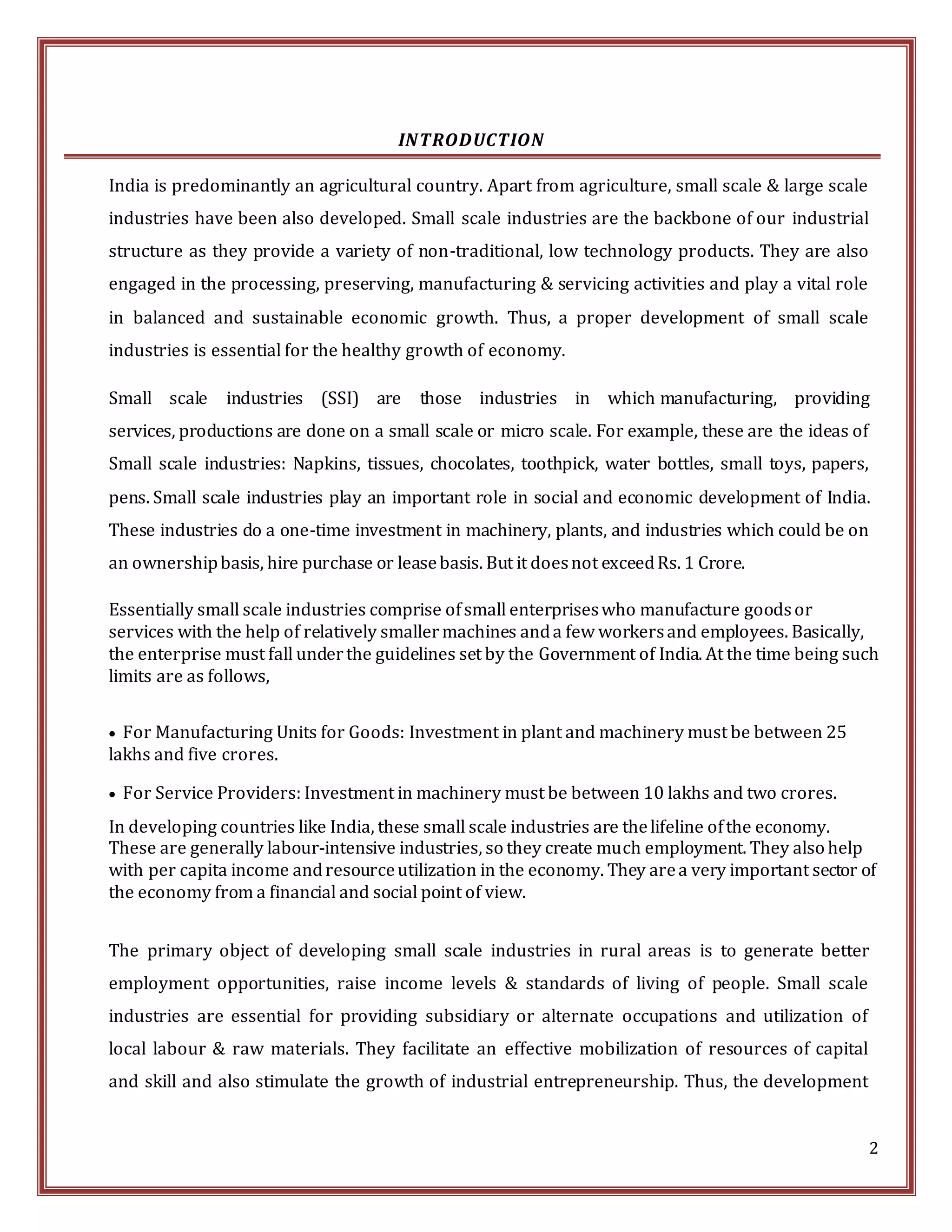 Small Scale Industries. | DOCX